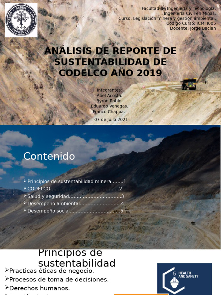 Sustentabilidad Codelco | PDF | Sustentabilidad | Entorno natural