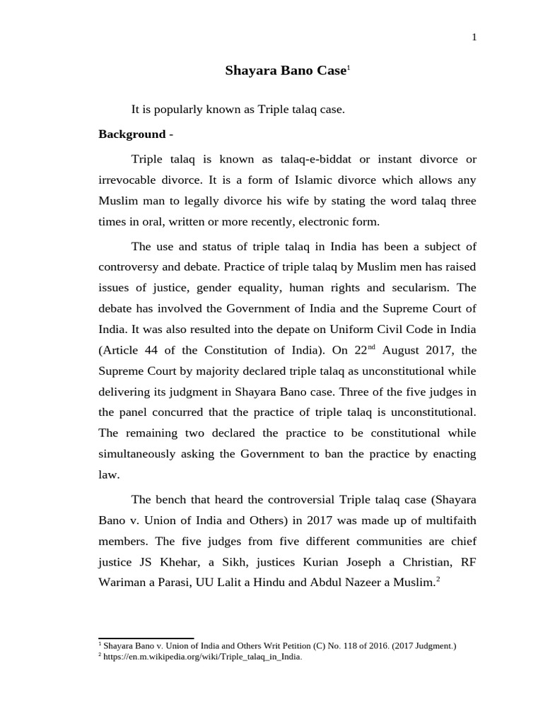 Shayara Bano Case | PDF | Justice | Crime & Violence
