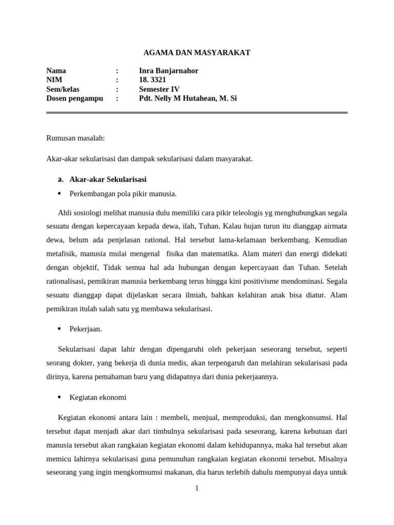 Inra Banjarnahor 18.3321 Agmas Iv | PDF