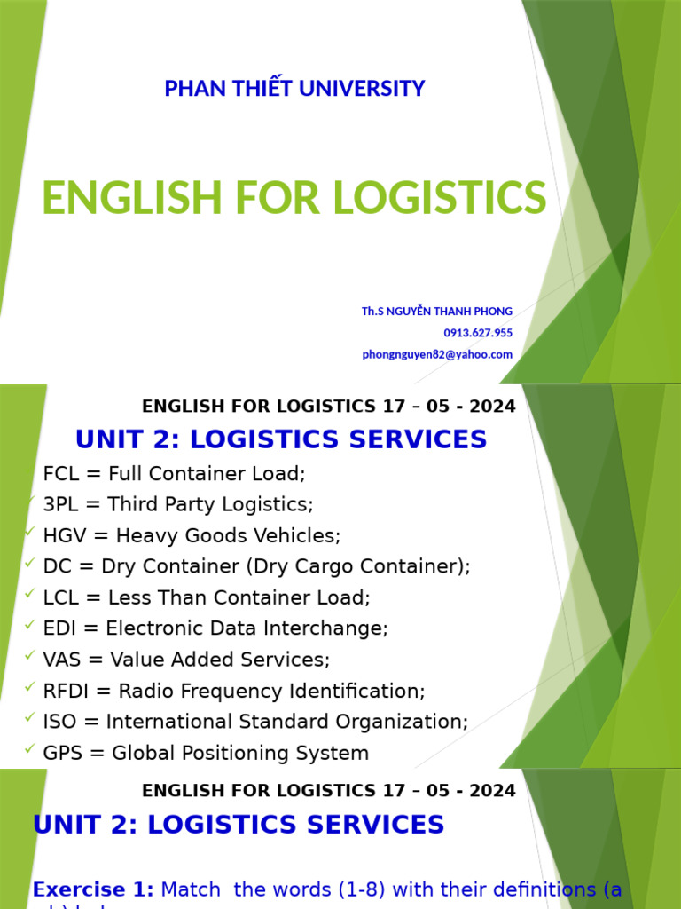 English for Logistics: Unit 2 Overview | PDF | Cargo | Logistics