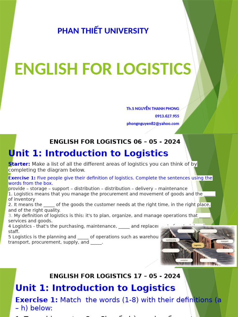 Unit 1 Introduction To Logistics | PDF | Logistics | Cargo