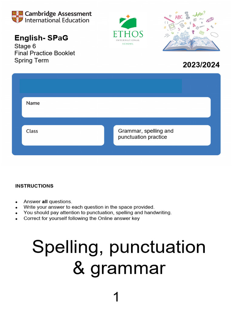 Y6 Eng SPaG Booklet-Spring Final Revision | PDF | Verb | Adverb