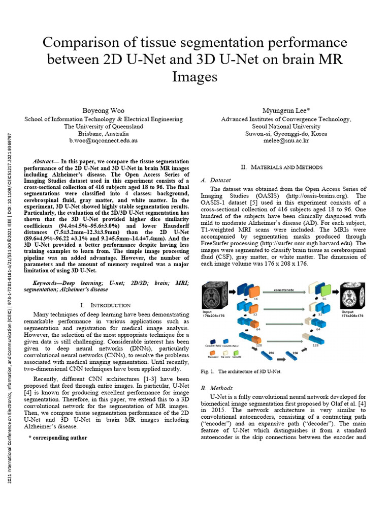 Brain MRI Segmentation: 2D vs 3D U-Net | PDF | Image Segmentation ...
