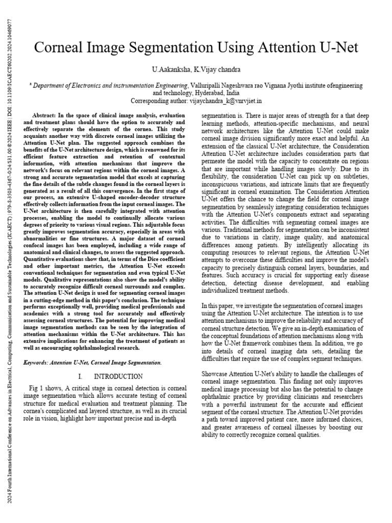 Corneal Image Segmentation Using Attention U Net Pdf Image Segmentation Cornea