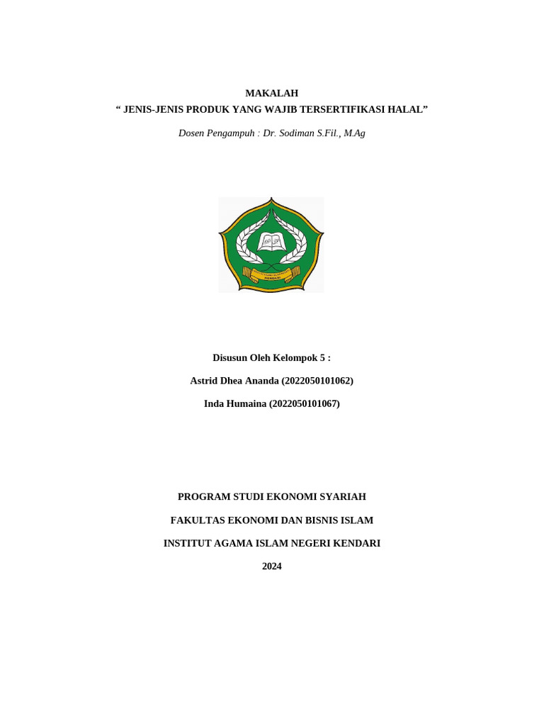 Makalah Jaminan Produk Halal | PDF