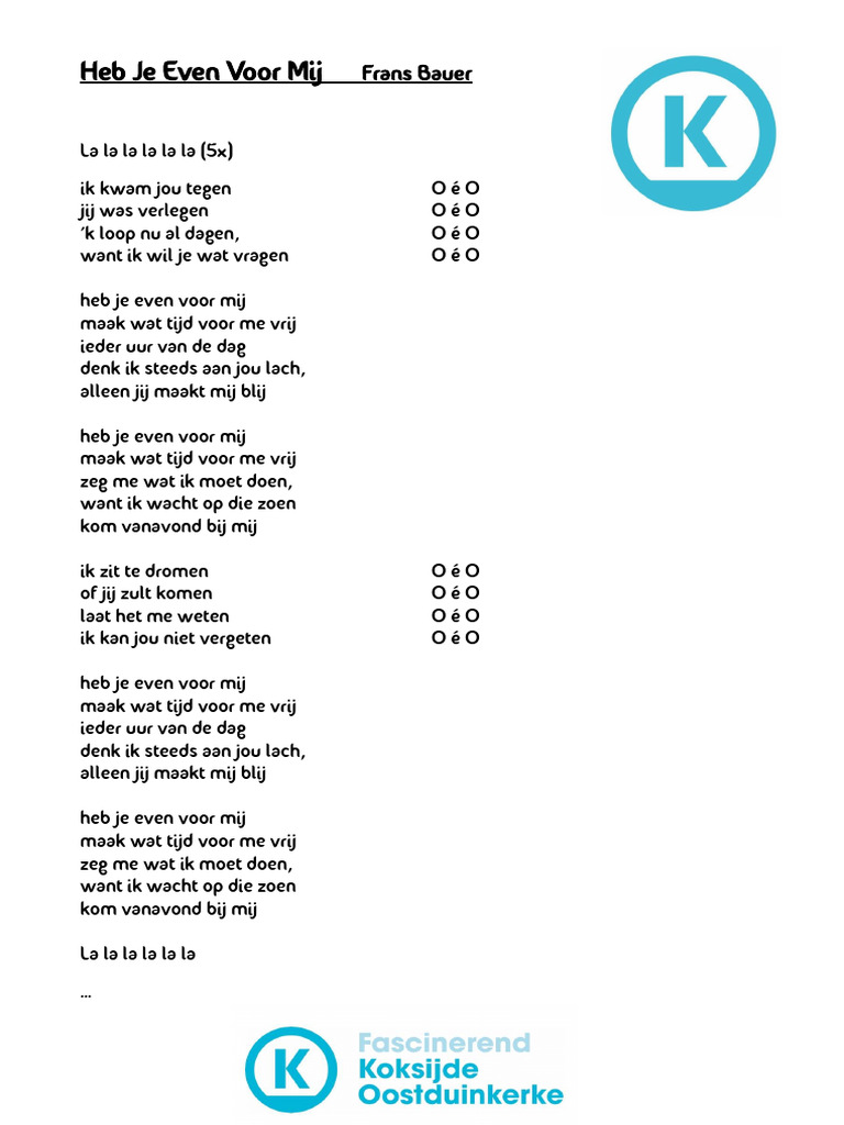 Heb Je Even Voor Mij Frans Bauer | PDF