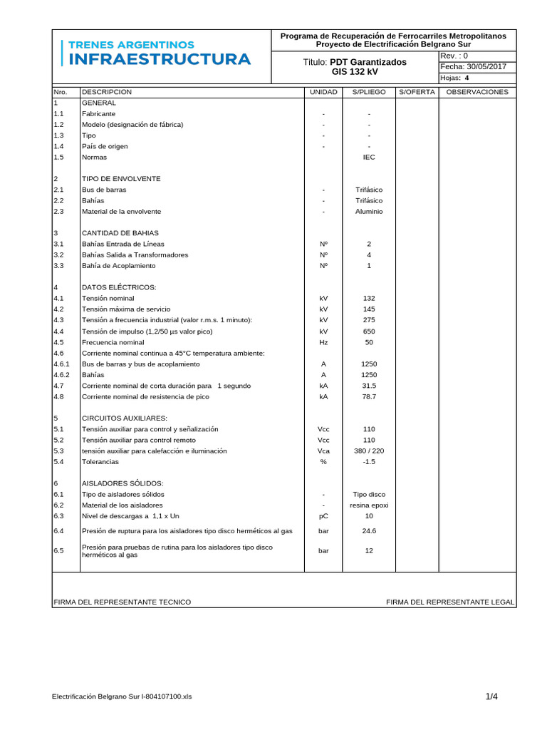 PDTG GIS 132 KV | PDF | Electricidad | Ingenieria Eléctrica