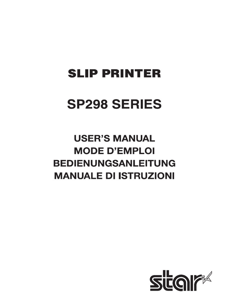 SP298 User's Manual | PDF | Printer (Computing) | Electrical Connector
