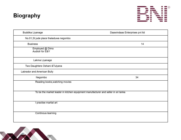 Biography Sheet | PDF