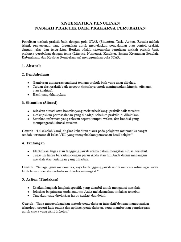 Sistematika Penulisan Naskah Praktik Baik - 2024 | PDF | Karier & Perkembangan | Bisnis