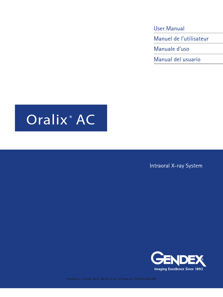 Gendex Oralix AC Intraloral X-Ray - User Manual (En, Es, FR, Por) | PDF ...