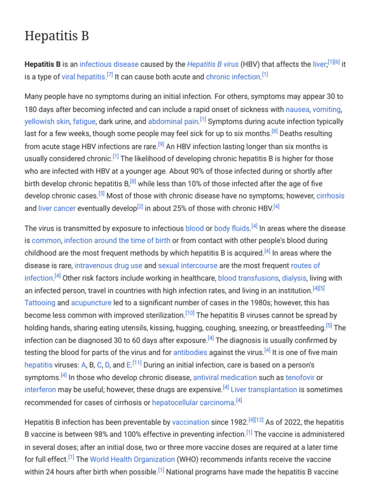 Hepatitis B - Wikipedia | PDF | Hepatitis B | Hepatitis