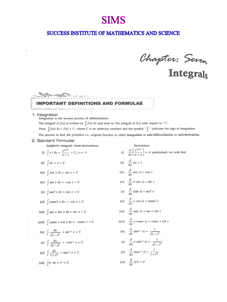 Integrals | PDF