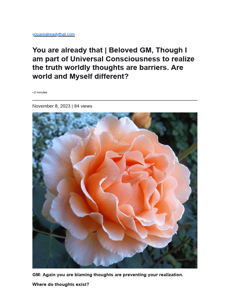 To Realize The Truth Worldly Thoughts Are Barriers | PDF