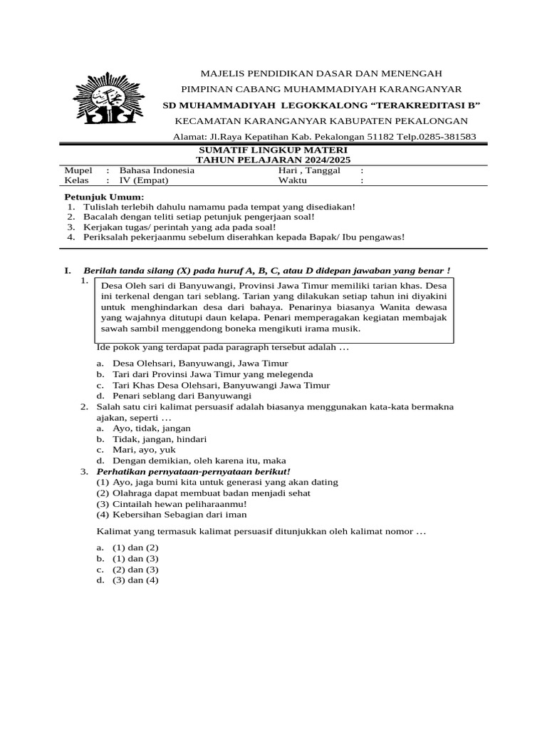 Soal | PDF | Seni & Disiplin Bahasa