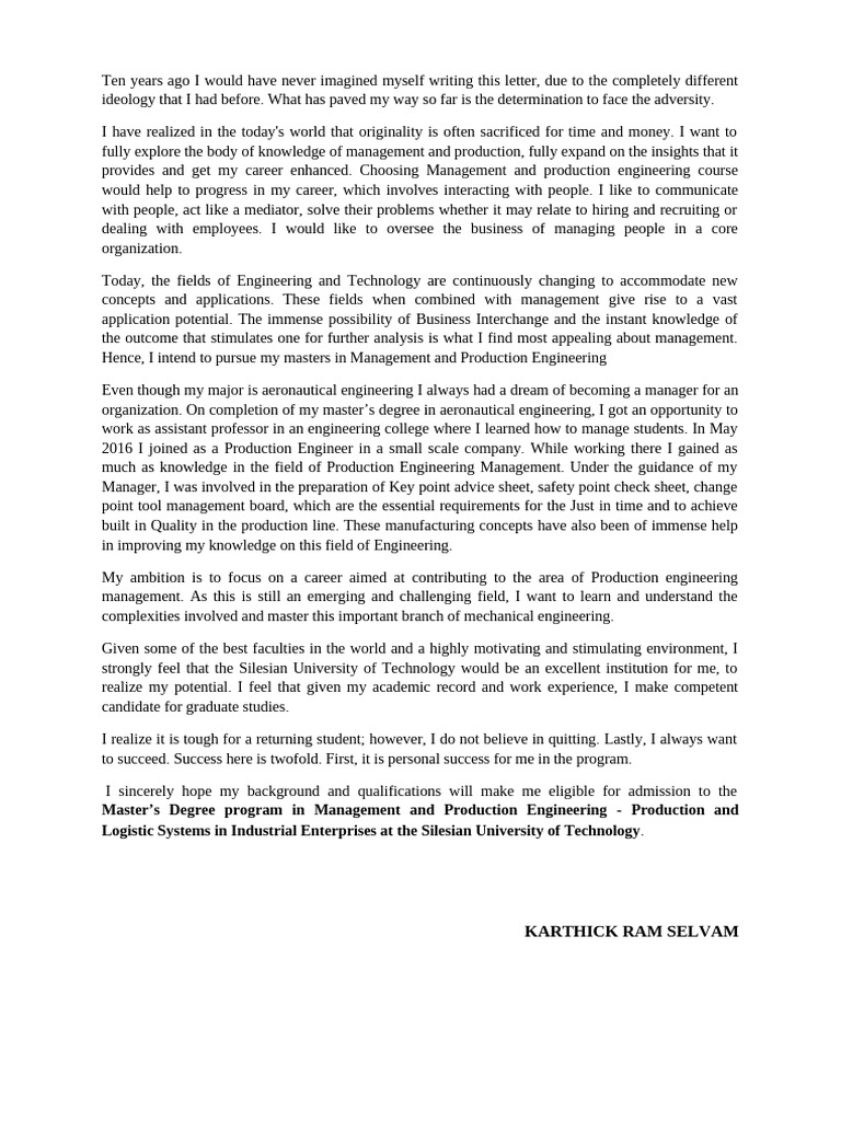 SOP Sample | PDF | Engineering | Business