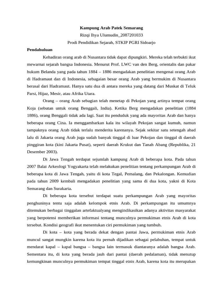Kampung Arab Patek Semarang | PDF