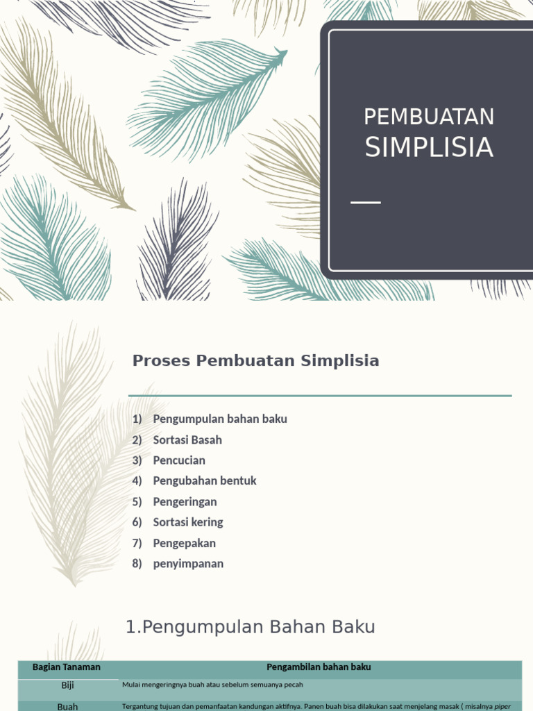 Proses Pembuatan Simplisia | PDF | Griya & Taman