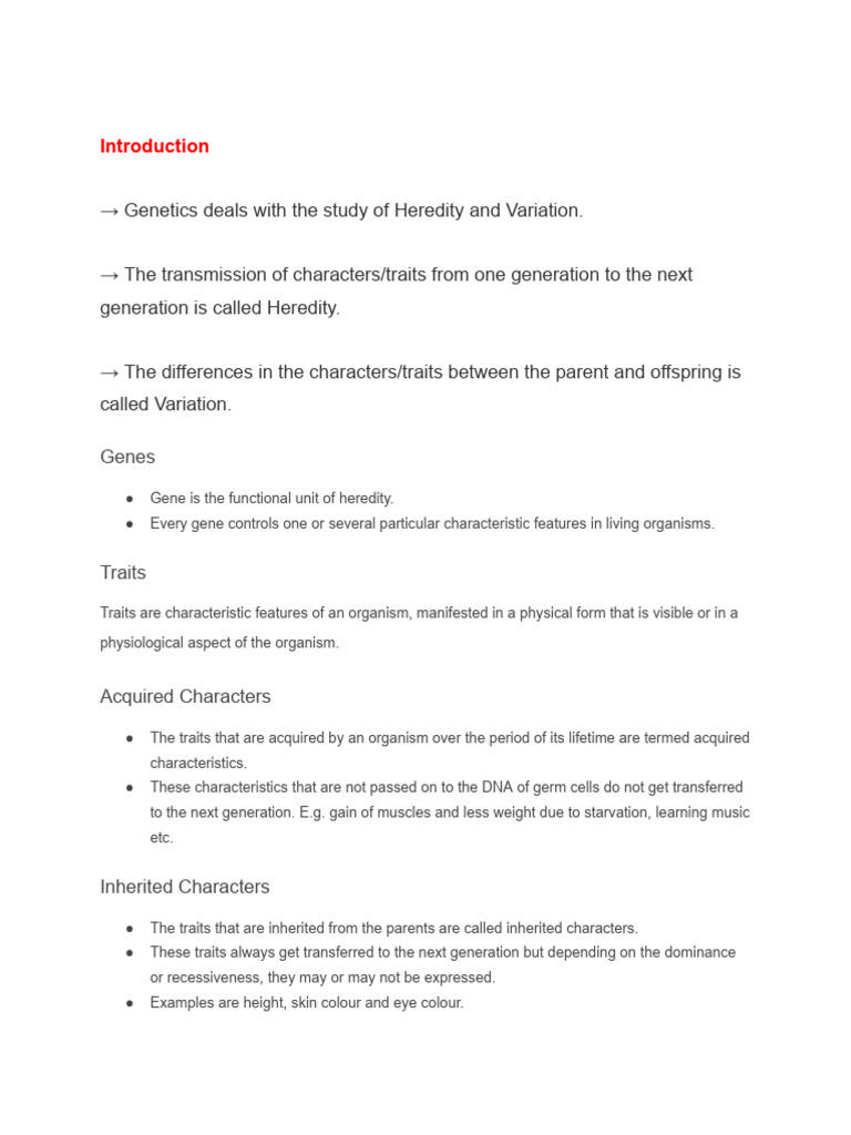 Introduction of Heredity | PDF | Dominance (Genetics) | Heredity