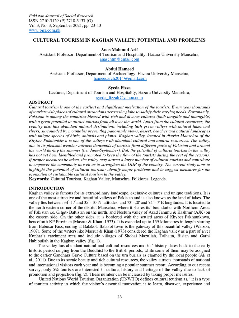 Kaghan Valley: Cultural Tourism Insights | PDF | History