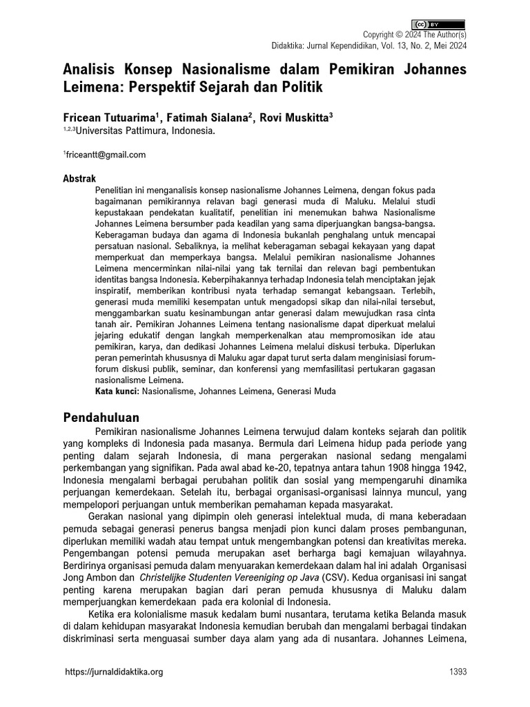 Analisis Konsep Nasionalisme Dalam Pemikiran Johan | PDF | Ilmu Sosial | Sejarah