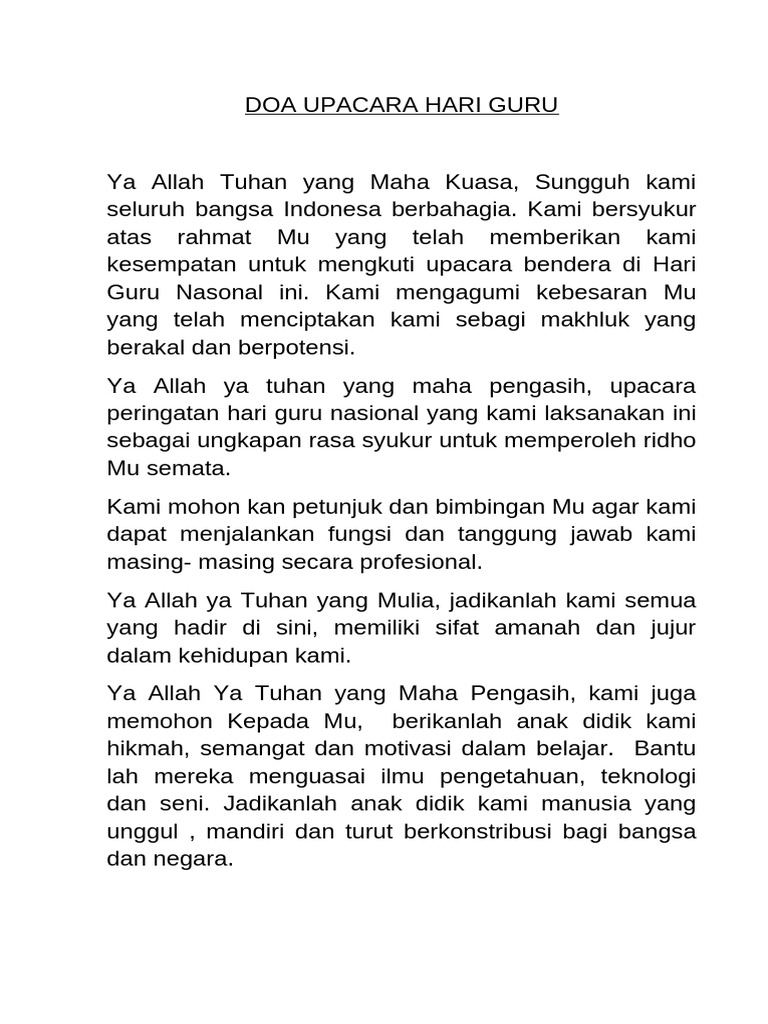 Doa Upacara Hari Guru | PDF