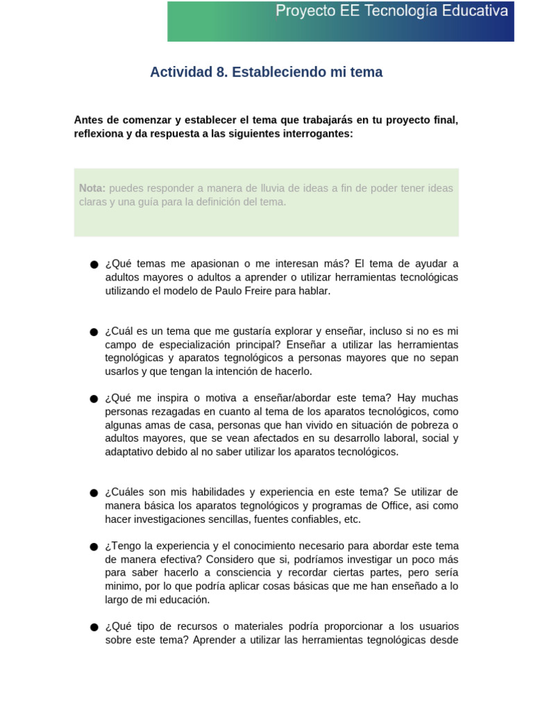 Act8 XimenaRivera | PDF | Experiencia | Sicología