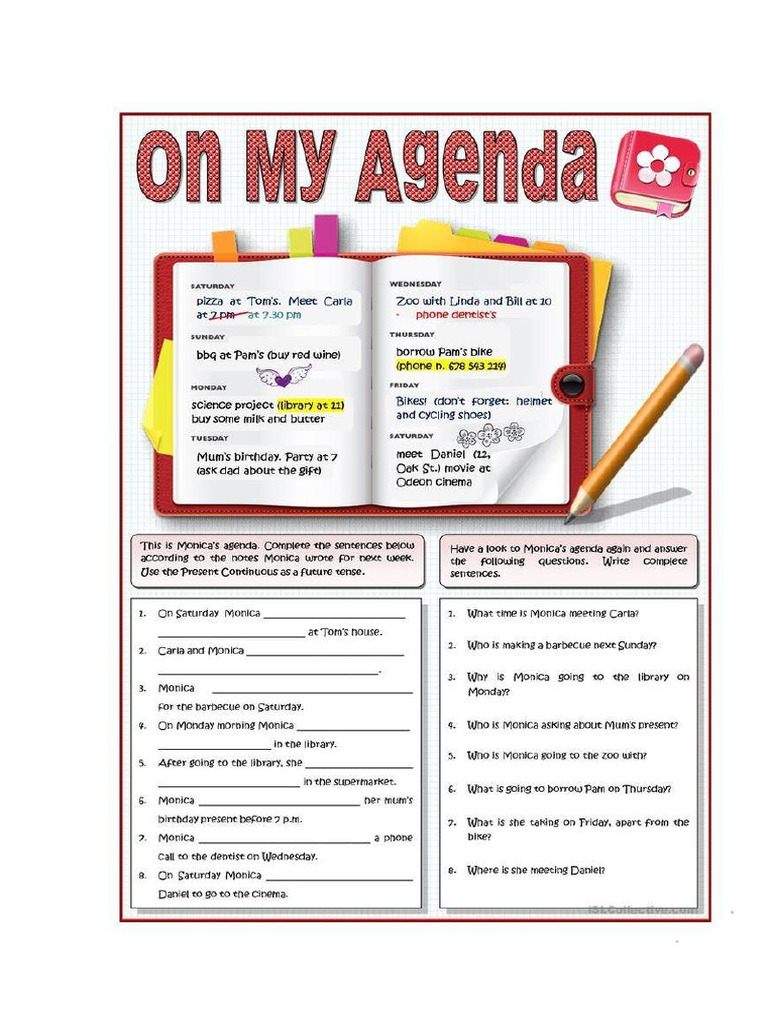 Present Continuous For Future Arrangements Worksheet Pdf 5268