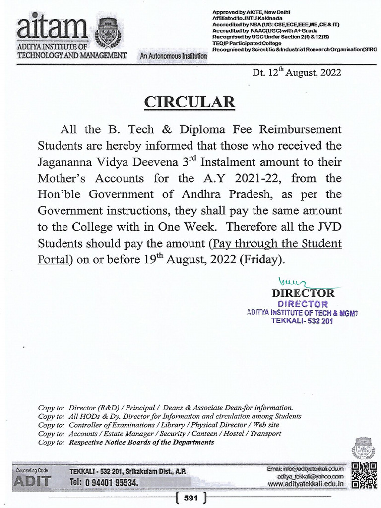 JVD Students Circular | PDF