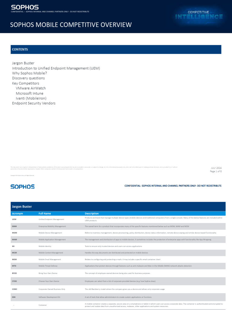 sophos-mobile-competitive-overview (1) | PDF | Mobile App | Software