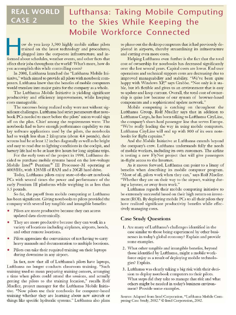 Lufthansa Case Study MIS Course | PDF