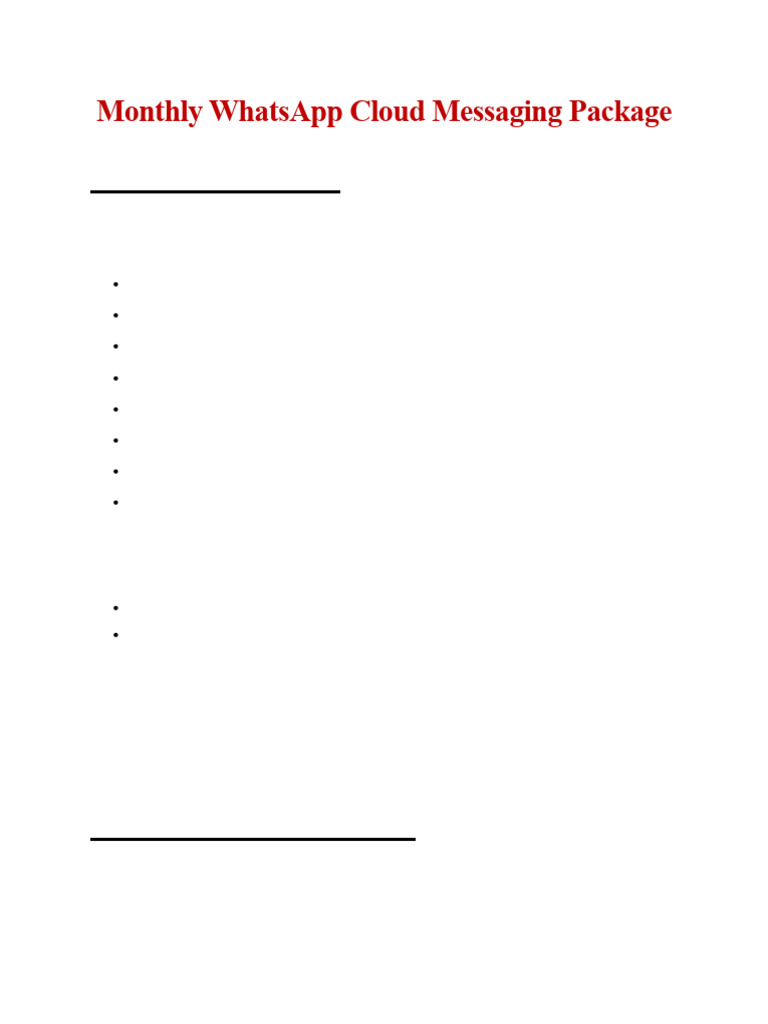 Monthly WhatsApp Cloud Messaging Package | PDF | Business