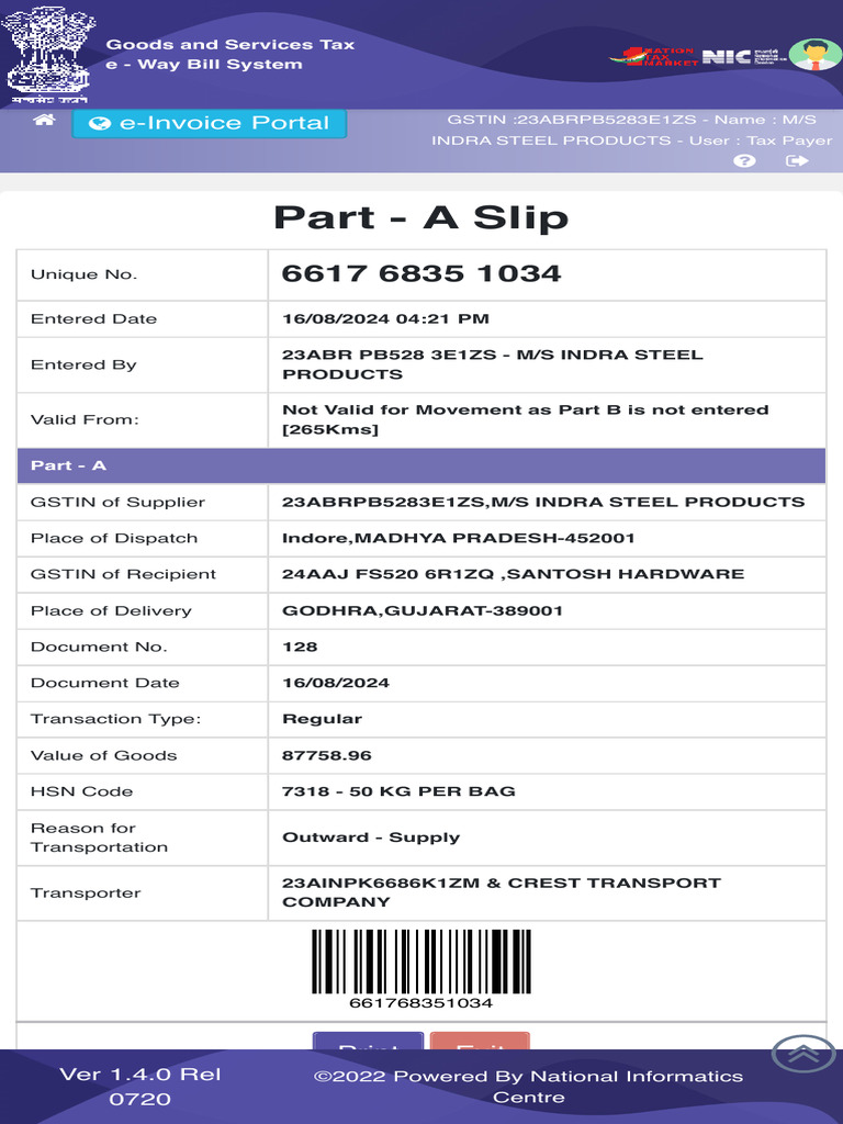 E-Way Bill System | PDF
