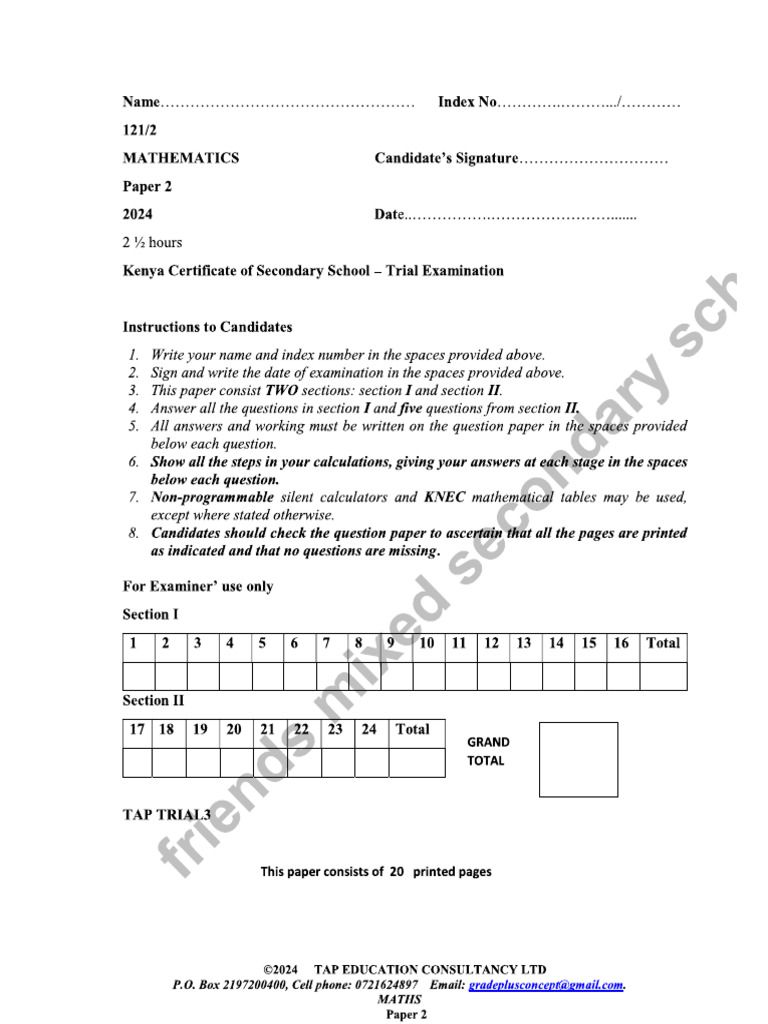 Mathematics Paper 2 | PDF