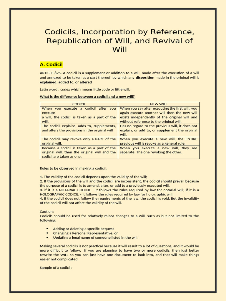 Codicils Etc | PDF | Will And Testament | Common Law