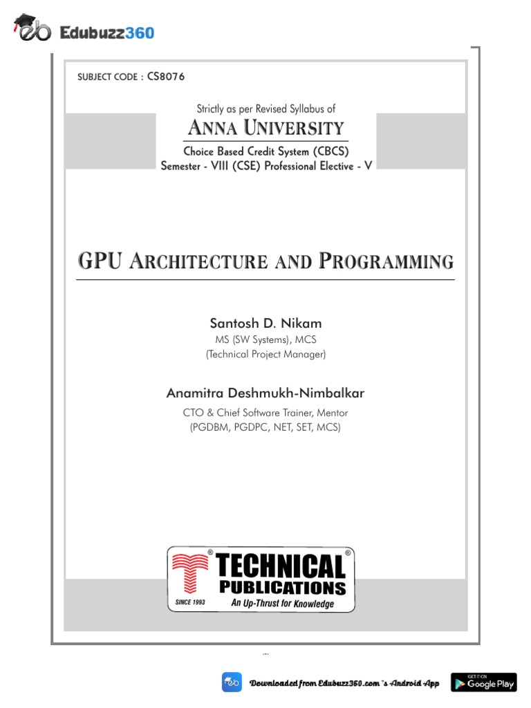 Cs8076 Gpu Architecture And Programming Pdf Graphics Processing Unit Central Processing Unit