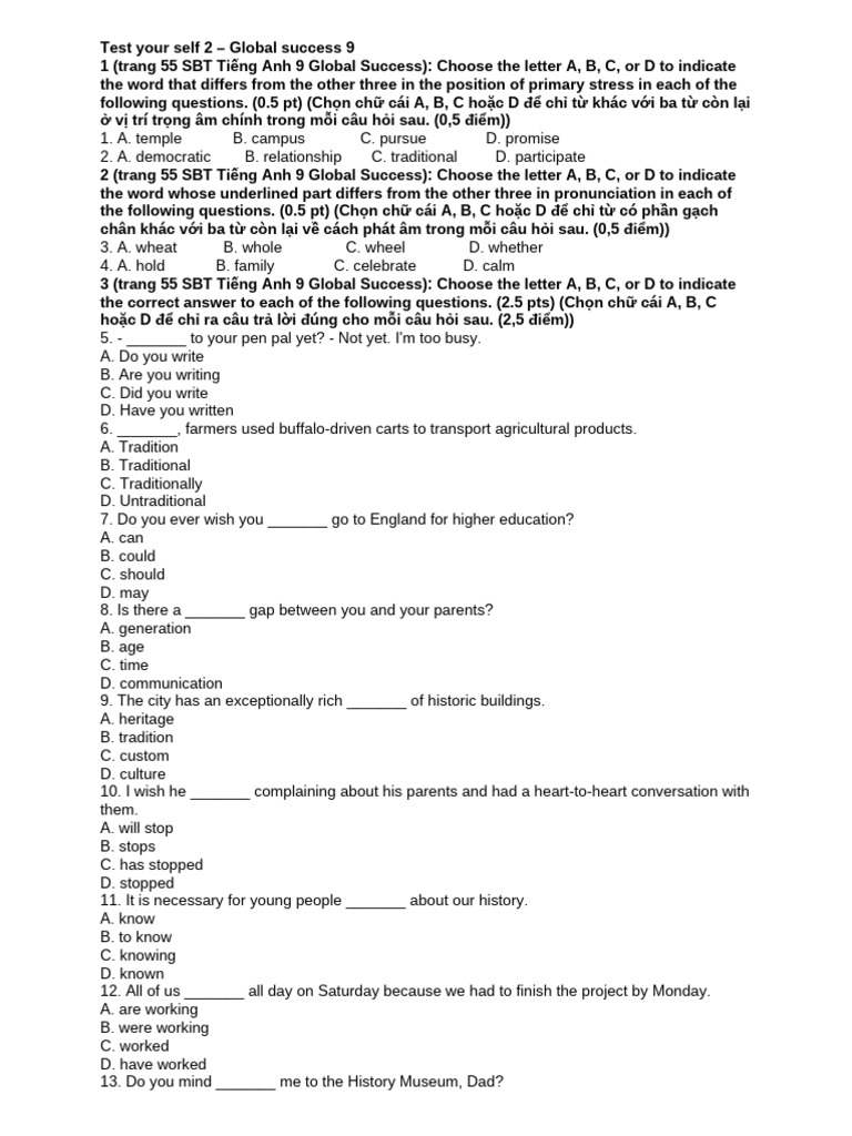 Mark the letter A, B, C, or D to indicate the word that differs in primary stress position ...