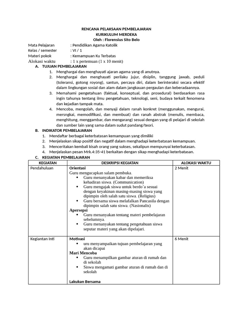RPP Merdeka Belajar Bello-1 | PDF