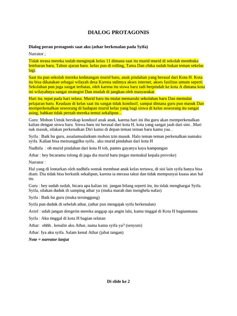 Dialog Protagonis Alfian | PDF