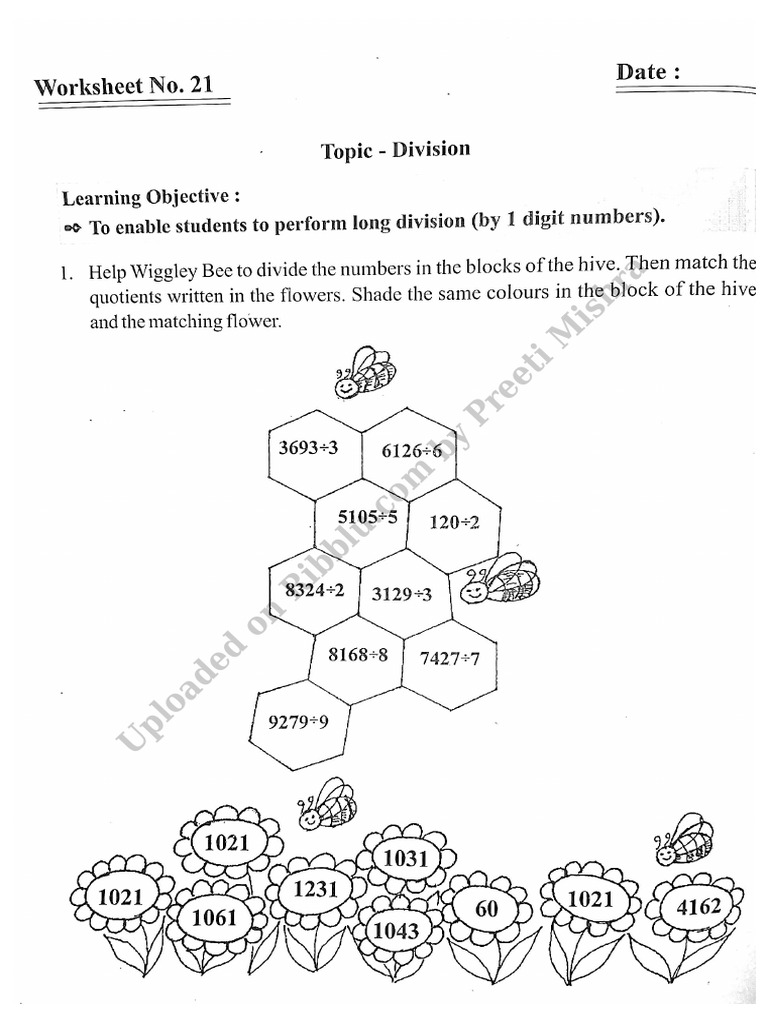 Division Sums For Cbse Class 3 Maths Worksheets | PDF