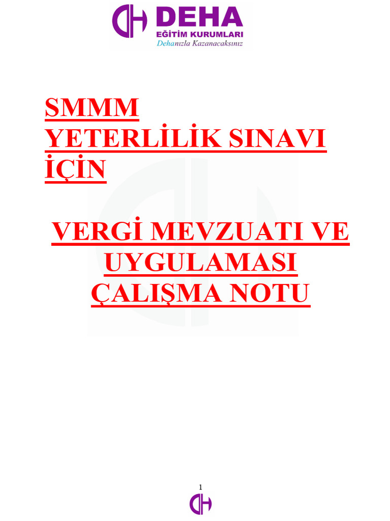 Silo - Tips - SMMM Yeterllk Sinavi N Verg Mevzuati Ve Uygulamasi Alima Notu | PDF