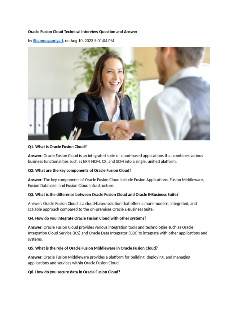 fusion interview questions | PDF | Cloud Computing | Oracle Corporation
