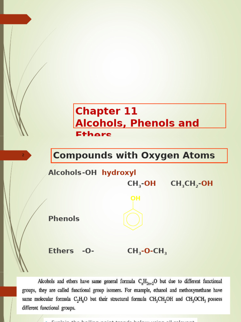 Alcohols, Phenols and Ethers | PDF | Ether | Ester