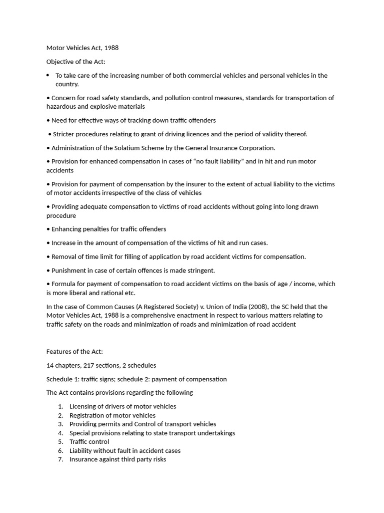 MV ACT NOTES | PDF | Driver's License | Driving