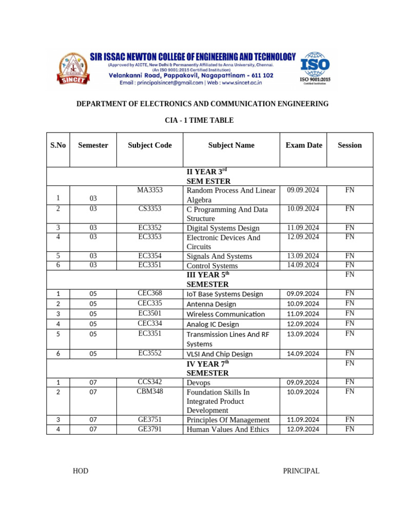 Time Table | PDF | Technology & Engineering