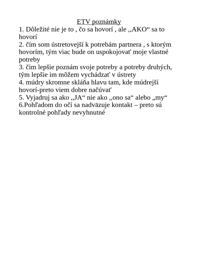 ETV Poznamky 1. | PDF