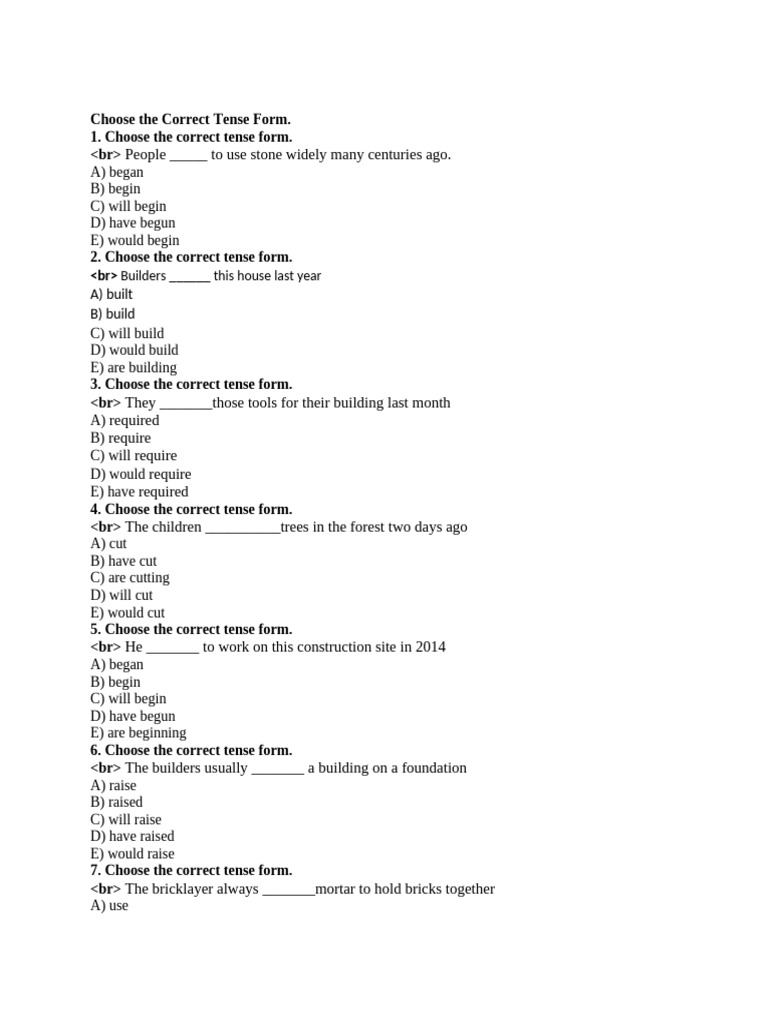 Tense Forms Construction | PDF | Art