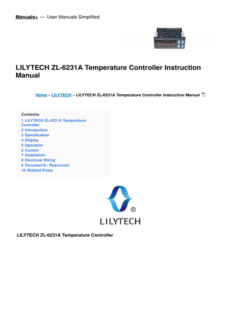 ZL 6231a Temperature Controller Manual | PDF | Parameter (Computer Programming) | Power Supply