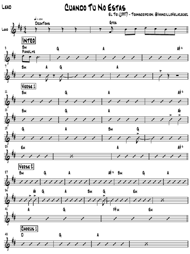 Cuando Tu No Estas - Keyboards | PDF