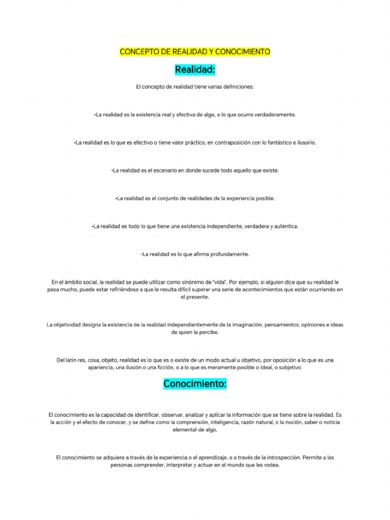 Concepto de Realidad y Conocimiento - Versión Solo de Imagen | PDF